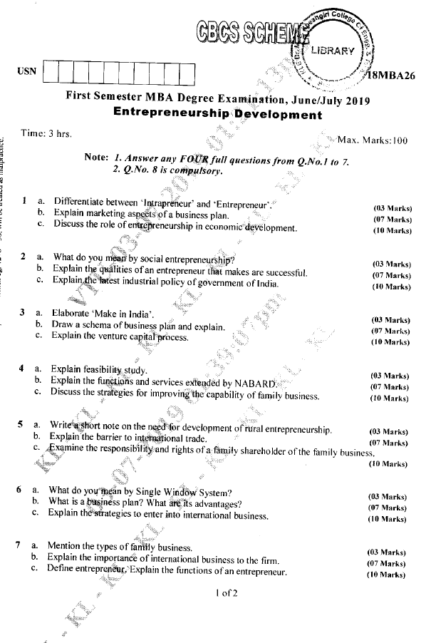 Visvesvaraya Technological University MBA (CBCS) First Semester 18MBA26 ...