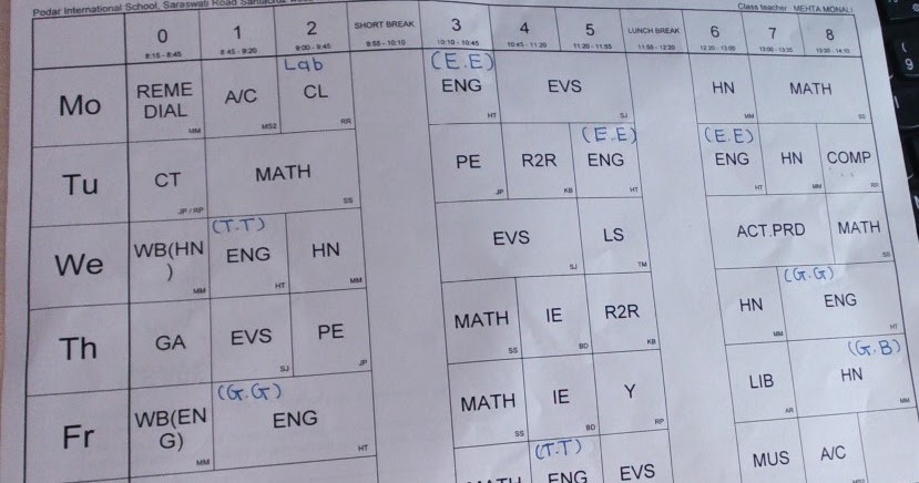 NEW TIME-TABLE OF CLASS 3 A