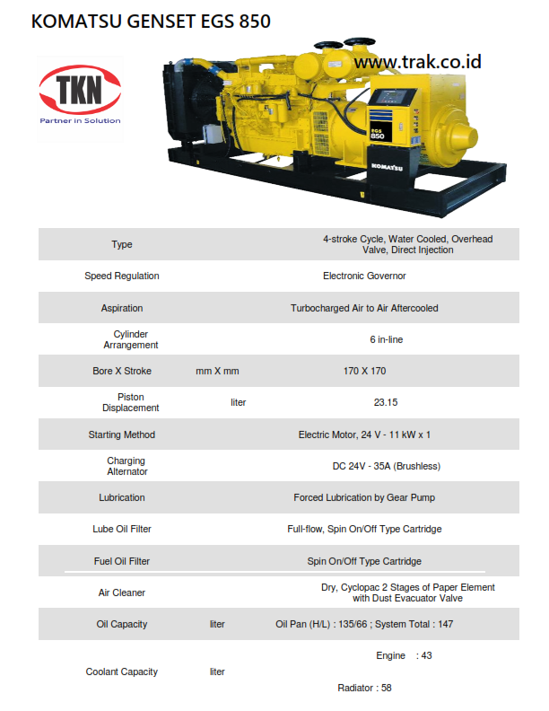 Komatsu Genset EGS 850 ~ KOMATSU GENSET