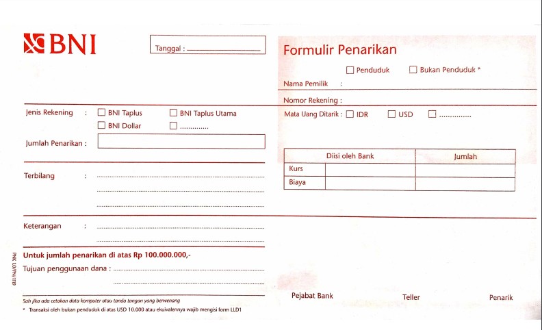 DOWNLOAD FORMULIR PENARIKAN BANK PIP MTs dan MA 2020 ~ Madrasah Muba