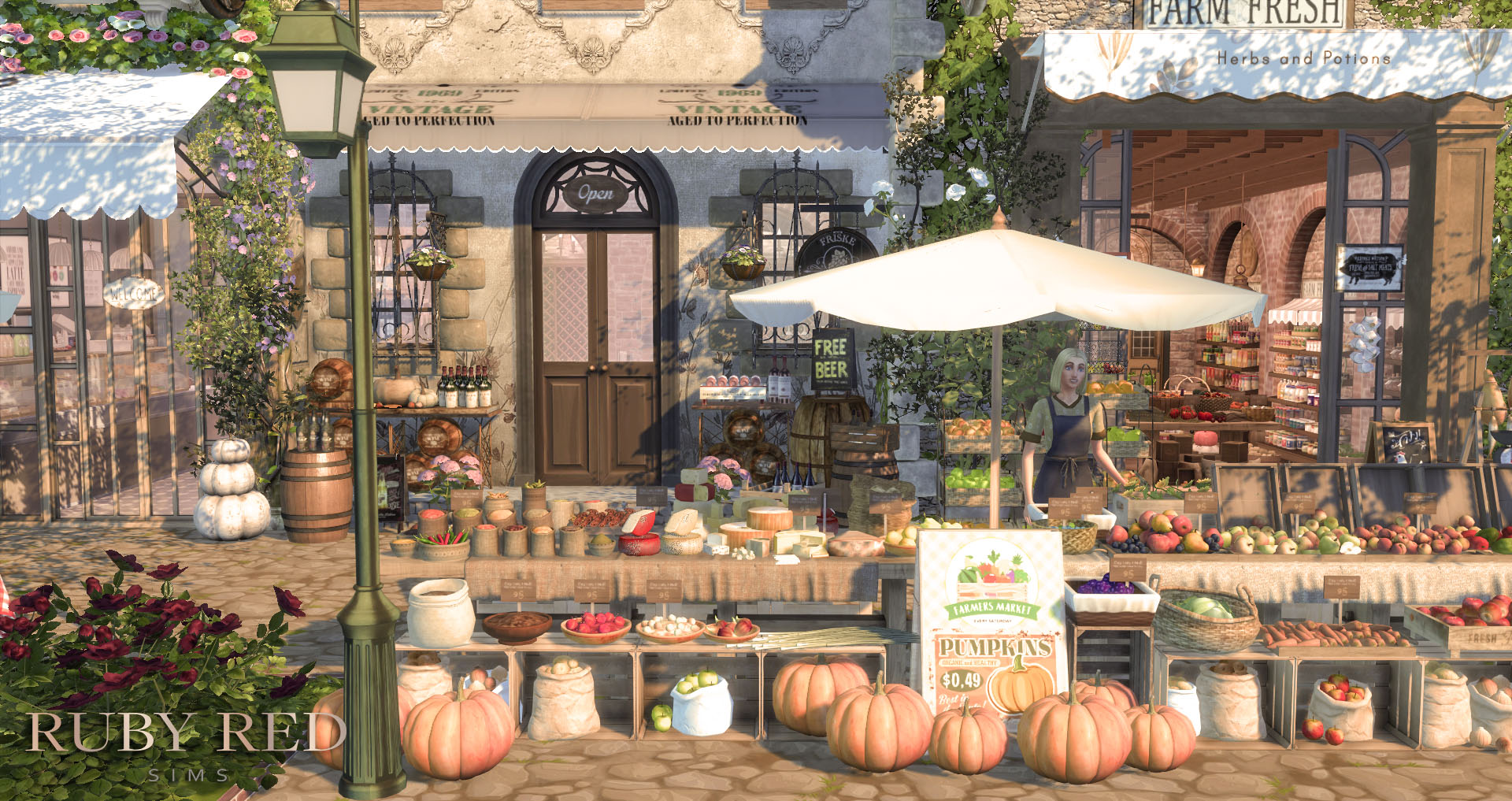 Sims 4 - 2021 October: Small Town Market [Ruby Red Sims]