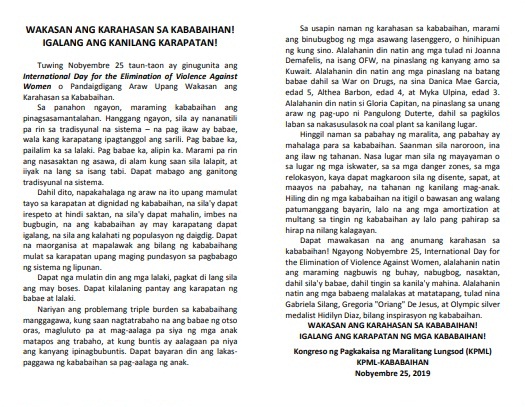 KPML: Polyeto para sa Nobyembre 25