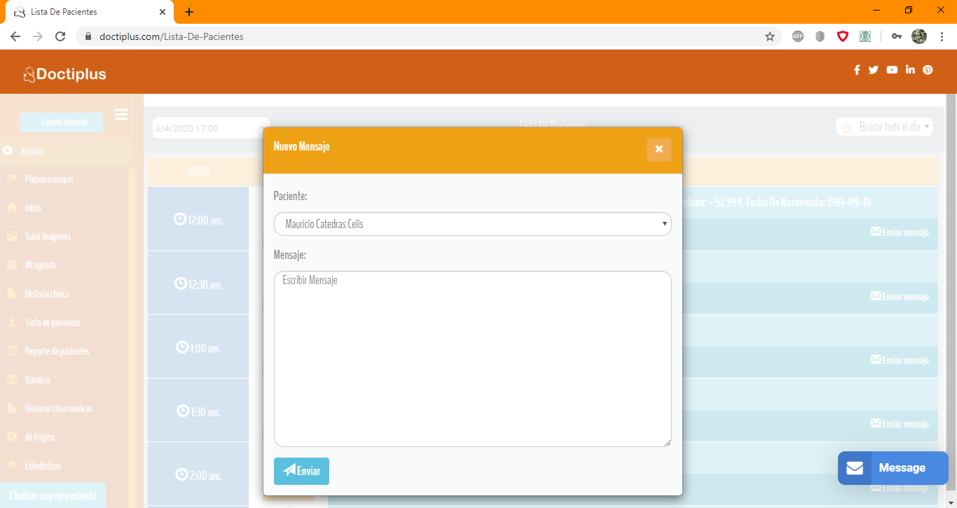 Sección lista pacientes