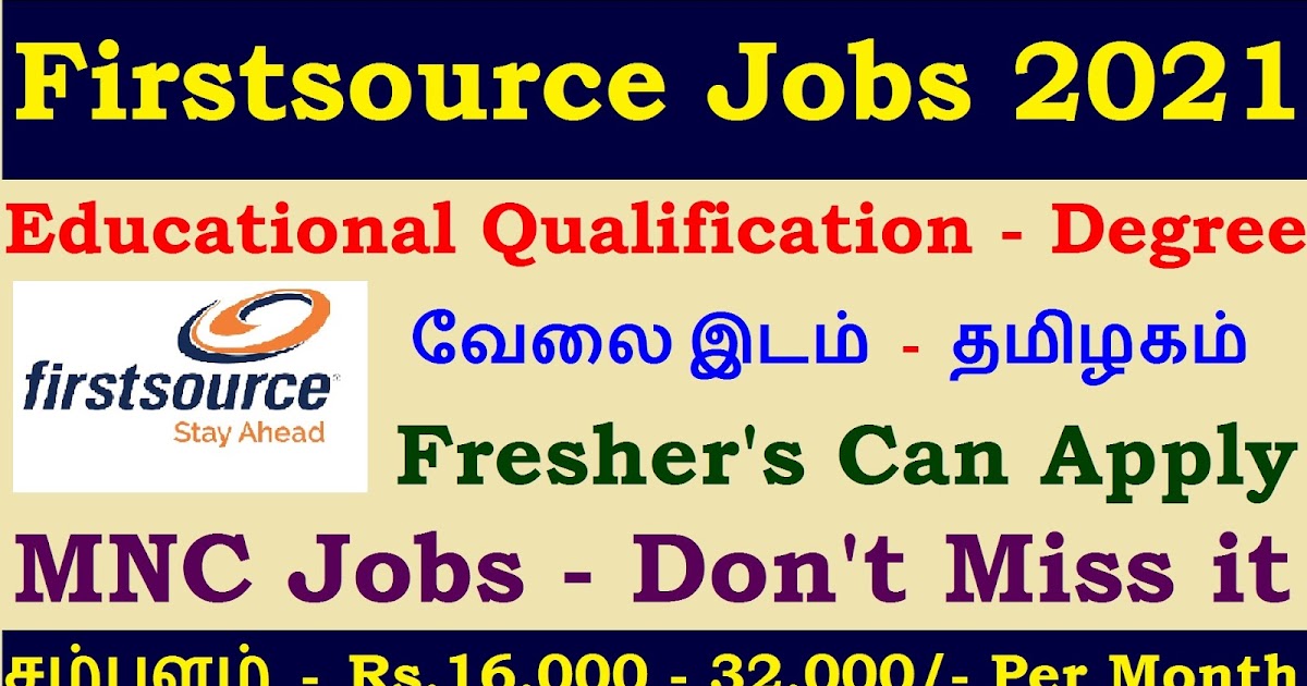 Job Alerts Tamizh: Firstsource recruitment 2021 chennai for Associate - Software Engineer posts ...