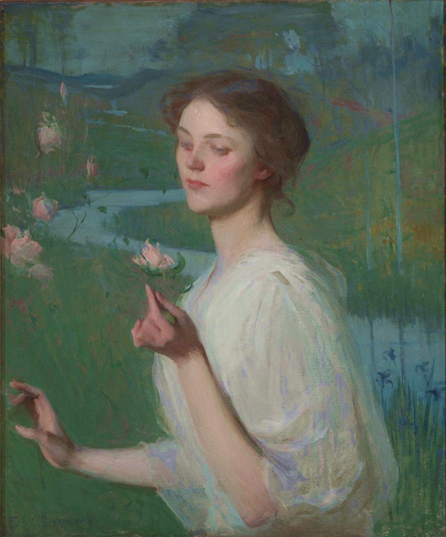 Frank W. BENSON (1862-1951) | Catherine La Rose ~ The Poet of Painting