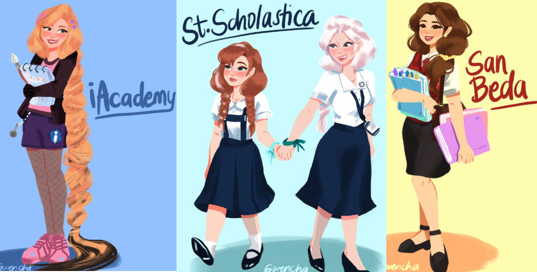 Artist reimagines Disney Princesses into school girls in the ...