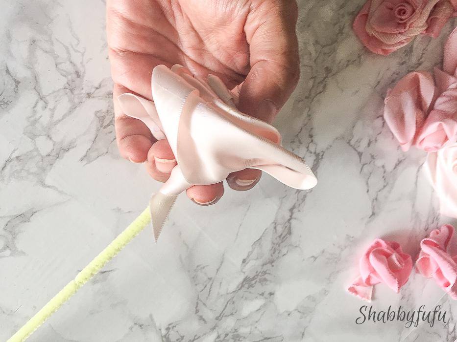 How To Make No Sew Ribbon Rose Flowers Shabbyfufu