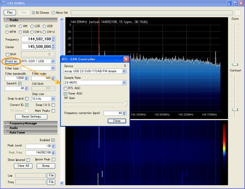 ジャンクな電子工作＆徒然落書き帳: オート・スキャン SDR＃ Auto Tuner の設定法など