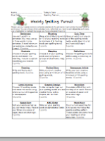 Classroom Freebies Too: Spelling Homework Board Freebie