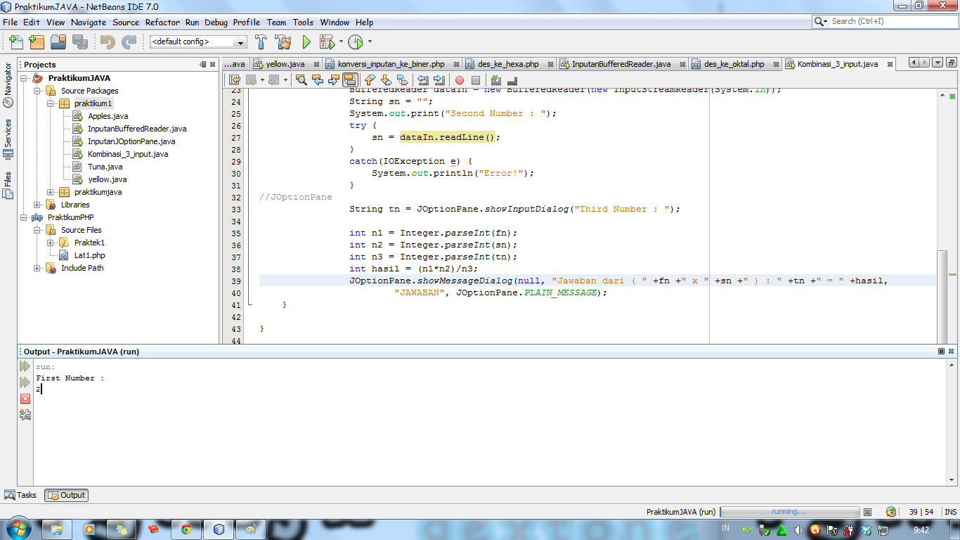 Kombinasi 3 Input menggunakan JOptionPane, Scanner, dan BufferedReader