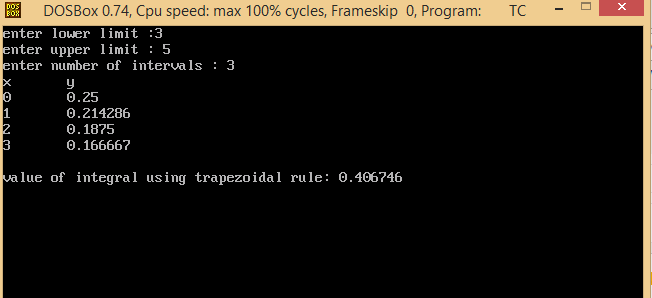 write a program to integrate a function using trapezoidal rule in c++