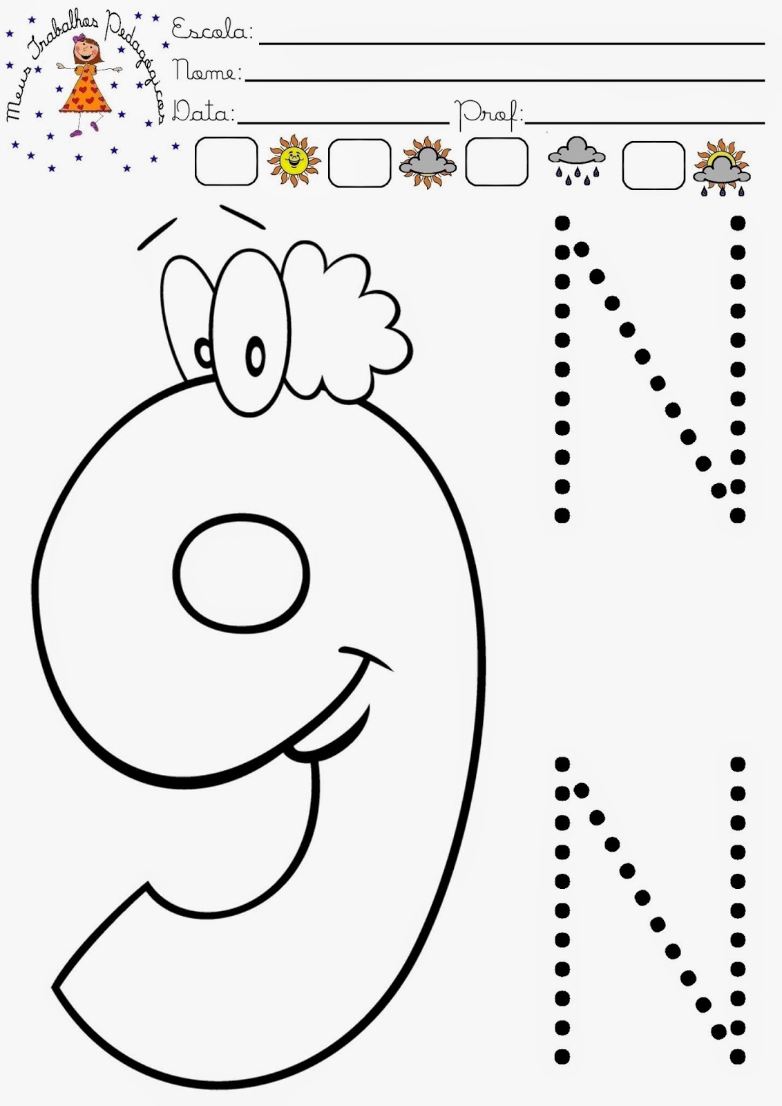 Atividades para cobrir letra N ~ Atividade infantil