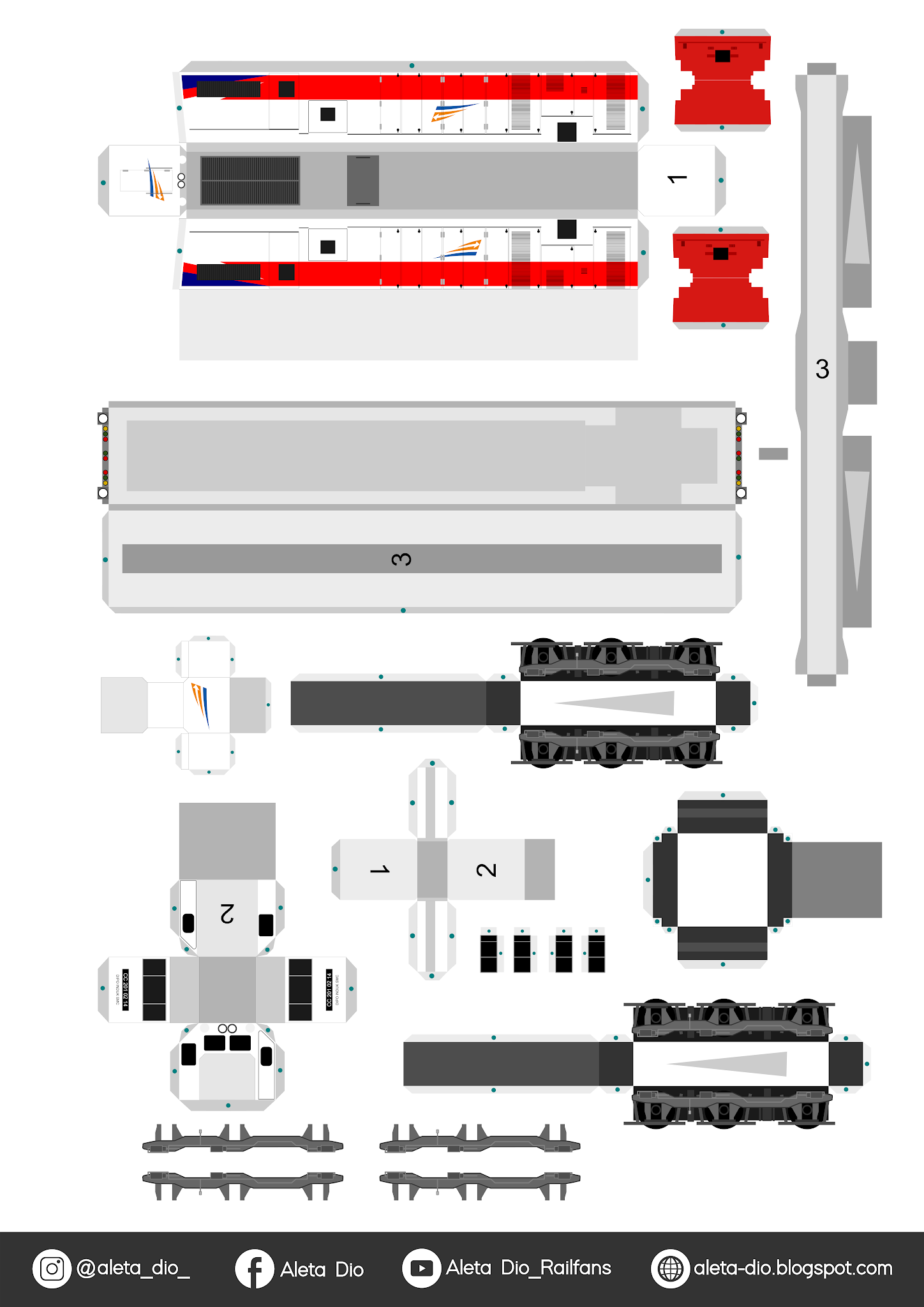 Aleta-Dio: (Papercraft) Pola Kereta Kertas Lokomotif CC 201