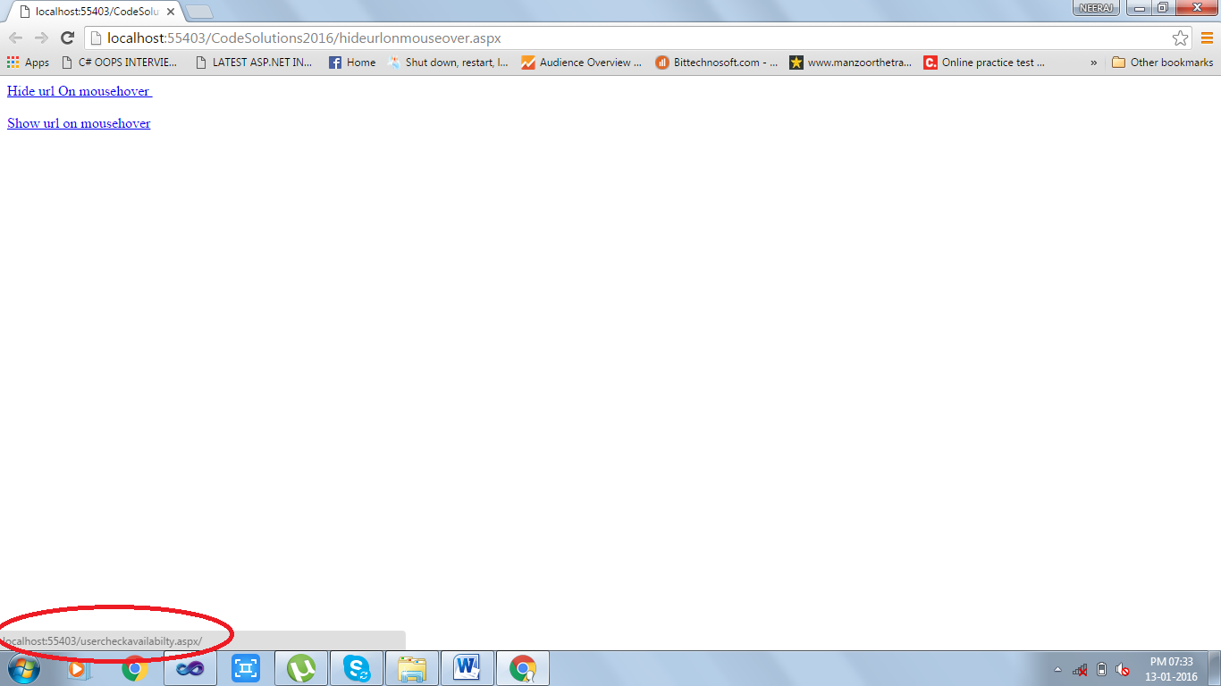 How To Hide Url On Mouse Hover Using Java Script Neeraj Code Solutions Cmvc