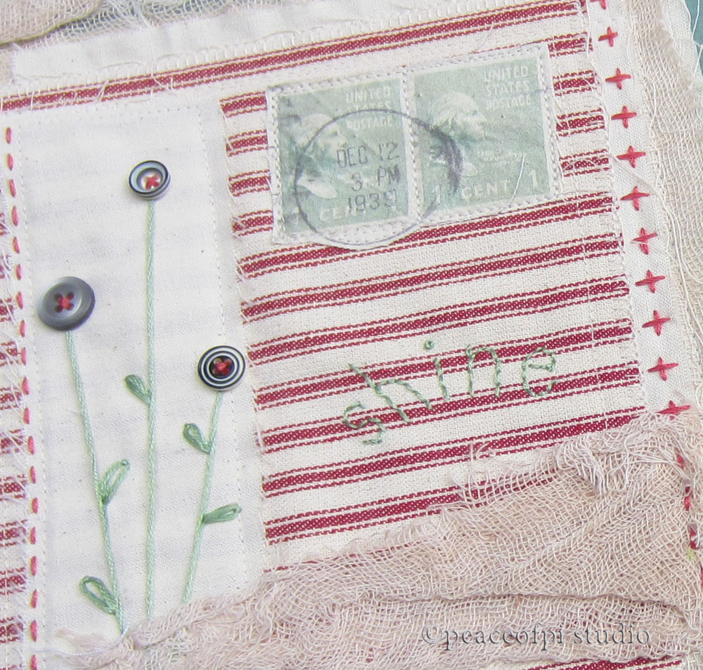 peaceofpi studio: In Progress Fabric Book Stitched Collage Pages