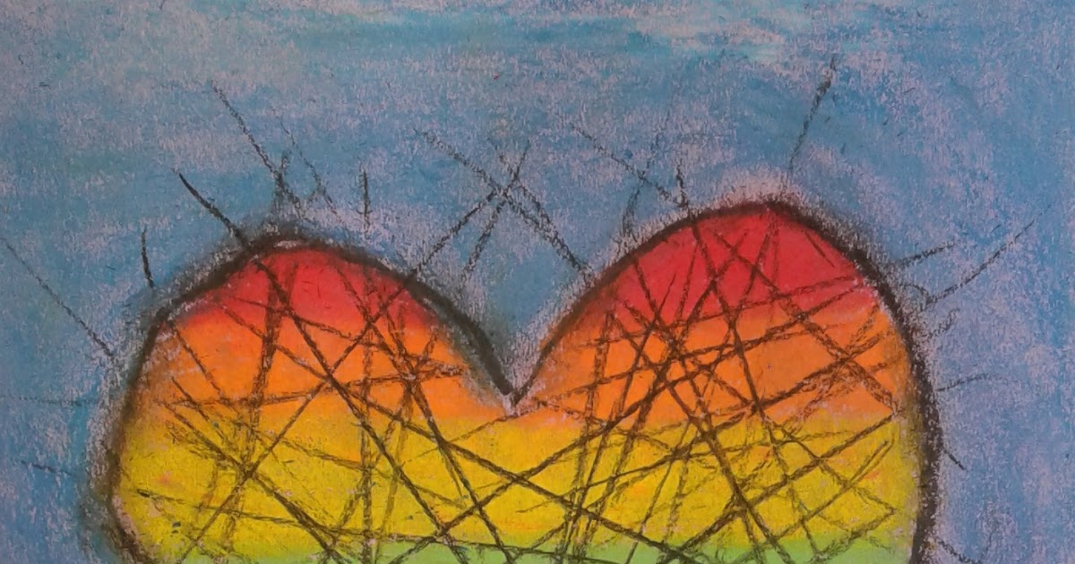 a faithful attempt: Jim Dine Inspired Oil Pastel Heart