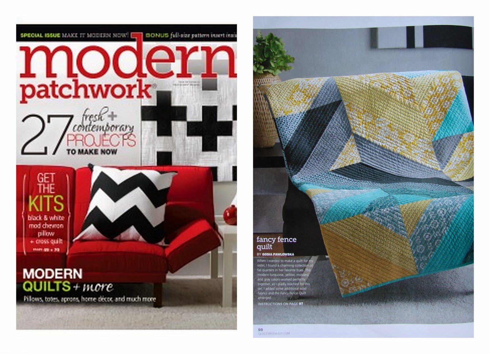 Quilts My Way: "Fancy Fence Quilt" in the "Modern Patchwork" Magazine.