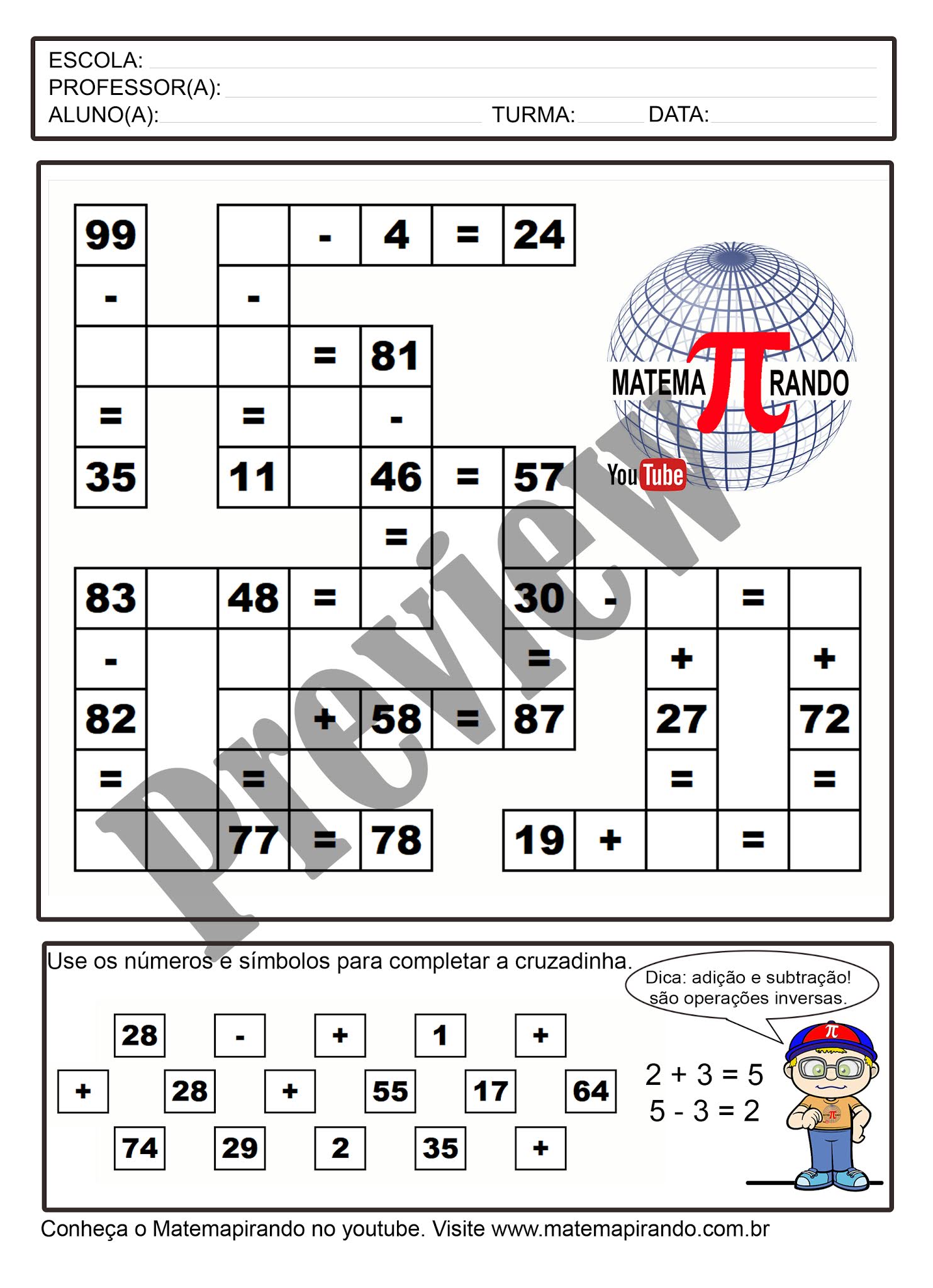 Matemapirando: Cruzadinha Matemática