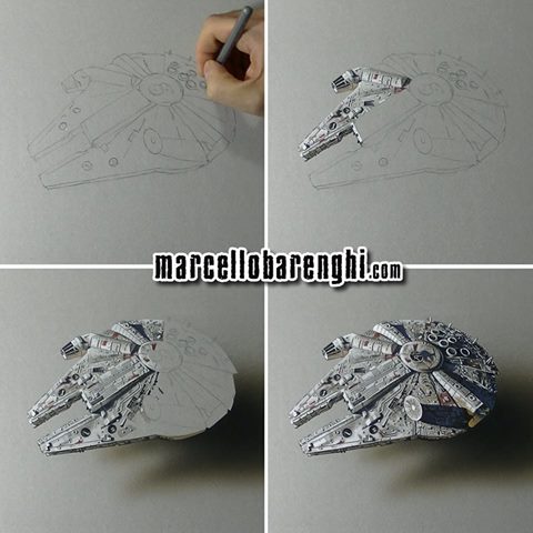 MILLENNIUM FALCON | Star Wars drawing #6 - Marcello Barenghi