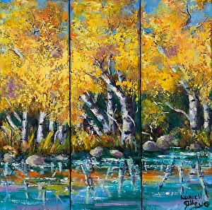 Lunell Gilley Fine Art: "Aspens With Water" Original Aspen Tree ...