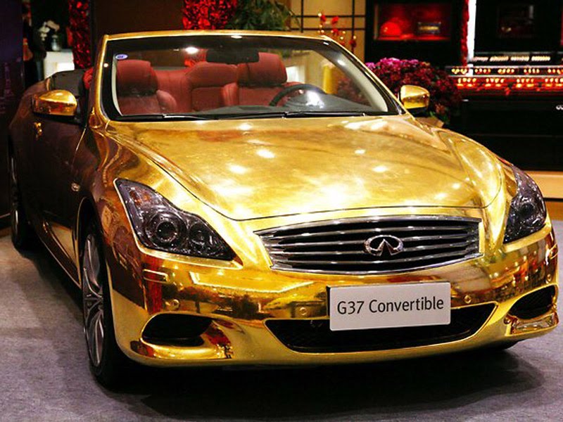 Hot Car Pictures Gallery: Infiniti G37 Sports Car Gold Plate Photo