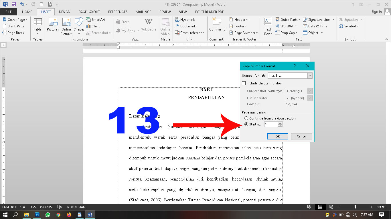 Cara Membuat Page Number atau Nomor Halaman Huruf Romawi dan Angka ...