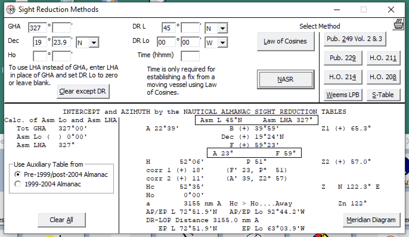 David Burch Navigation Blog: Checking Sight Reduction With ...