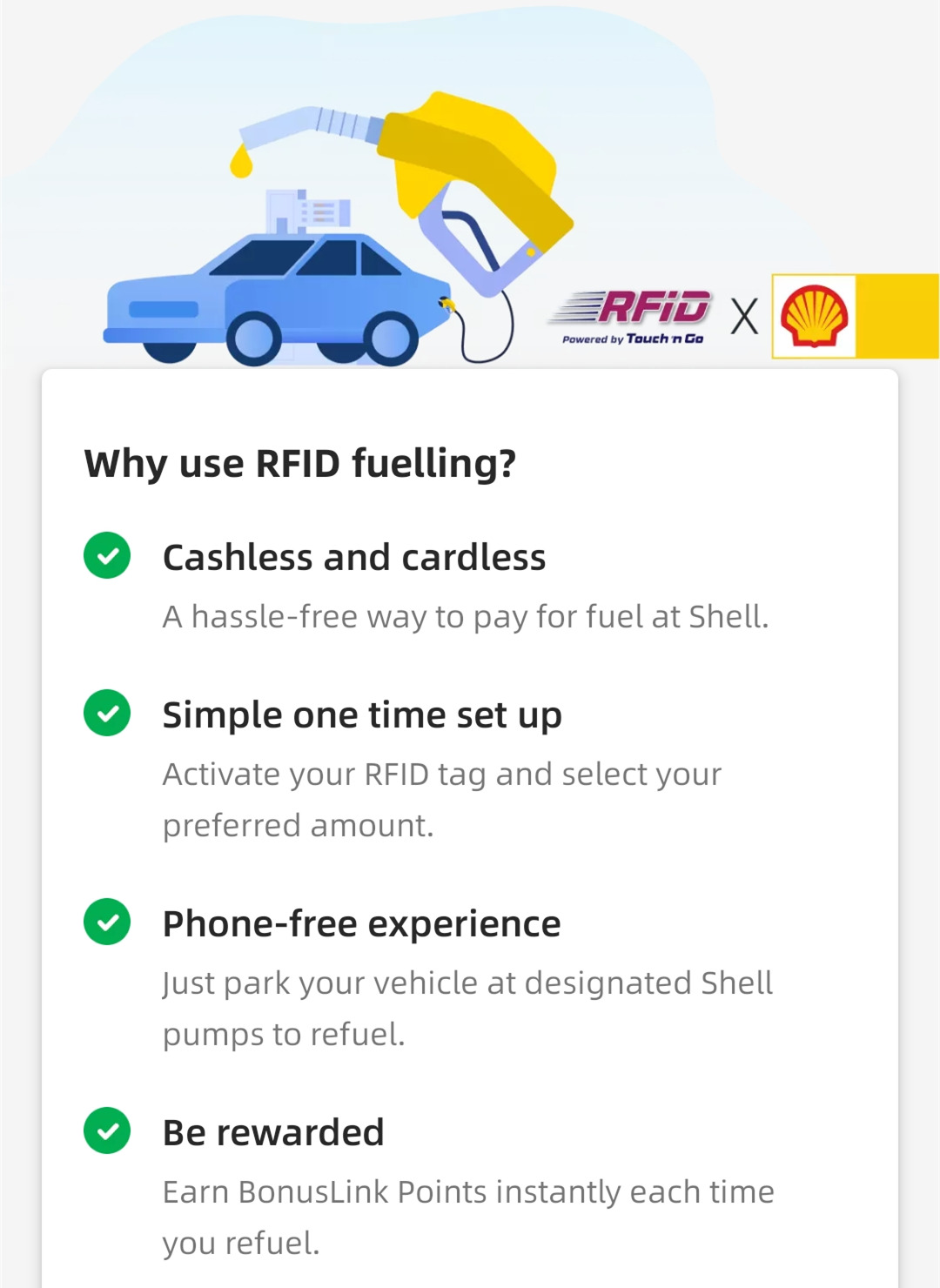 在Shell添油使用TNG RFID付款的方法