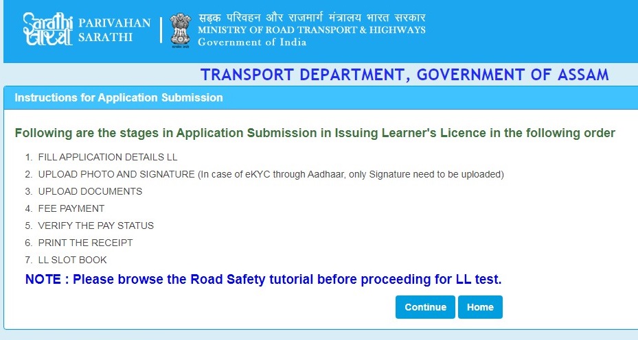 Learner License Apply Online Assam 2021 | Vehicle Fitness App Download ...