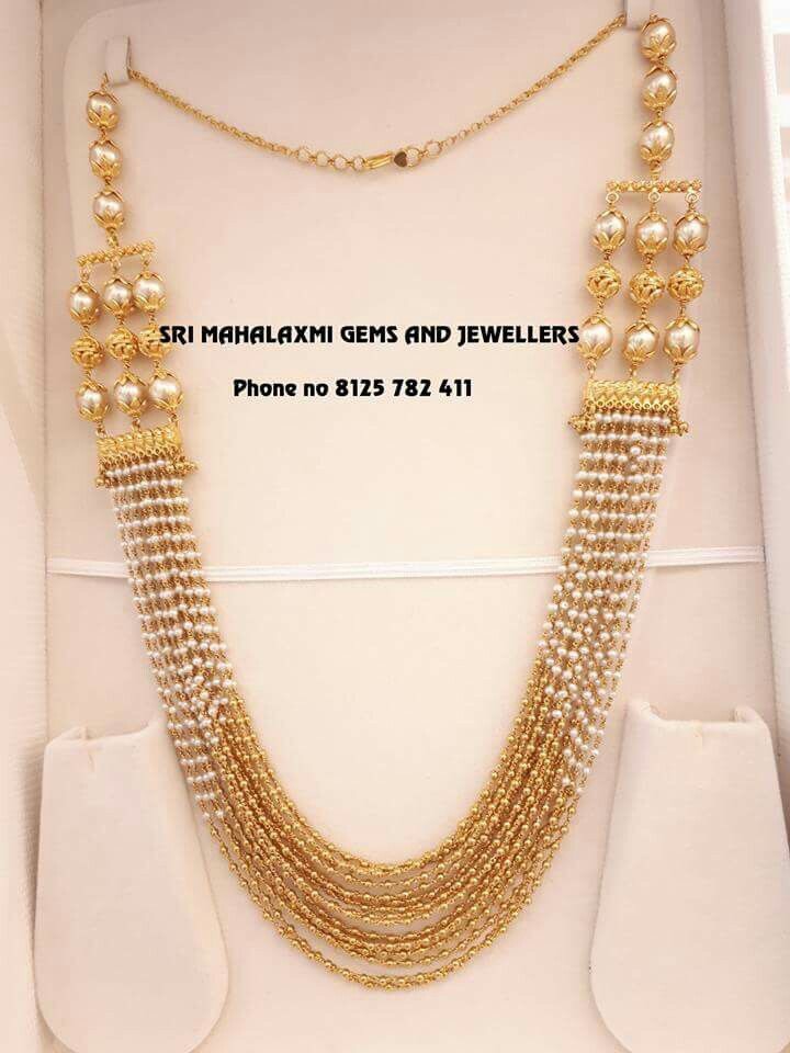Multi Layers Small Pearls Gold Swirls Set - Jewellery Designs