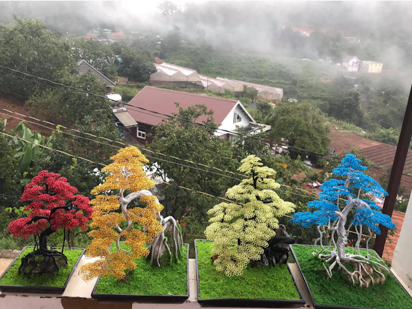 Created Bonsai Handmade By Wrapping, Cutting and Joining Colorful ...