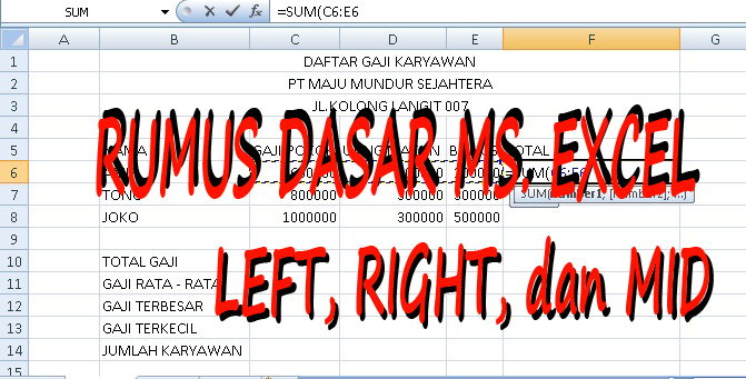 Penggunaan rumus LEFT, RIGHT, dan MID ~ Pembelajaran Digital