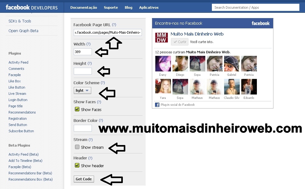 Criar e Adicionar a Caixa de Fãs Like Box do Facebook em blog/site ...