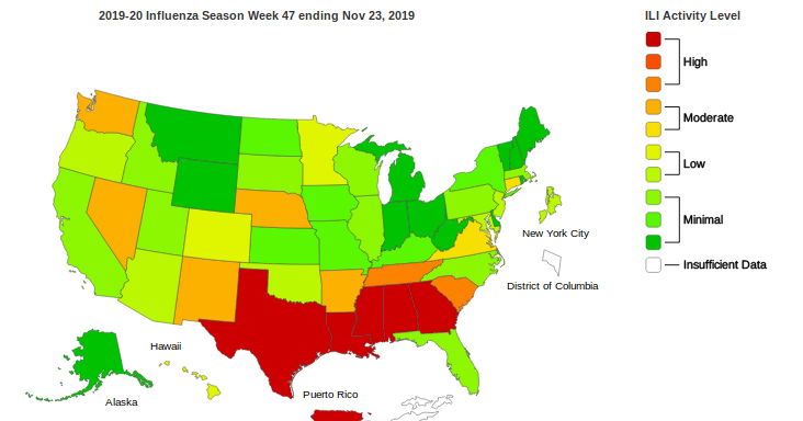 Avian Flu Diary: CDC FluView Week 47: Flu Season Continues To Intensify