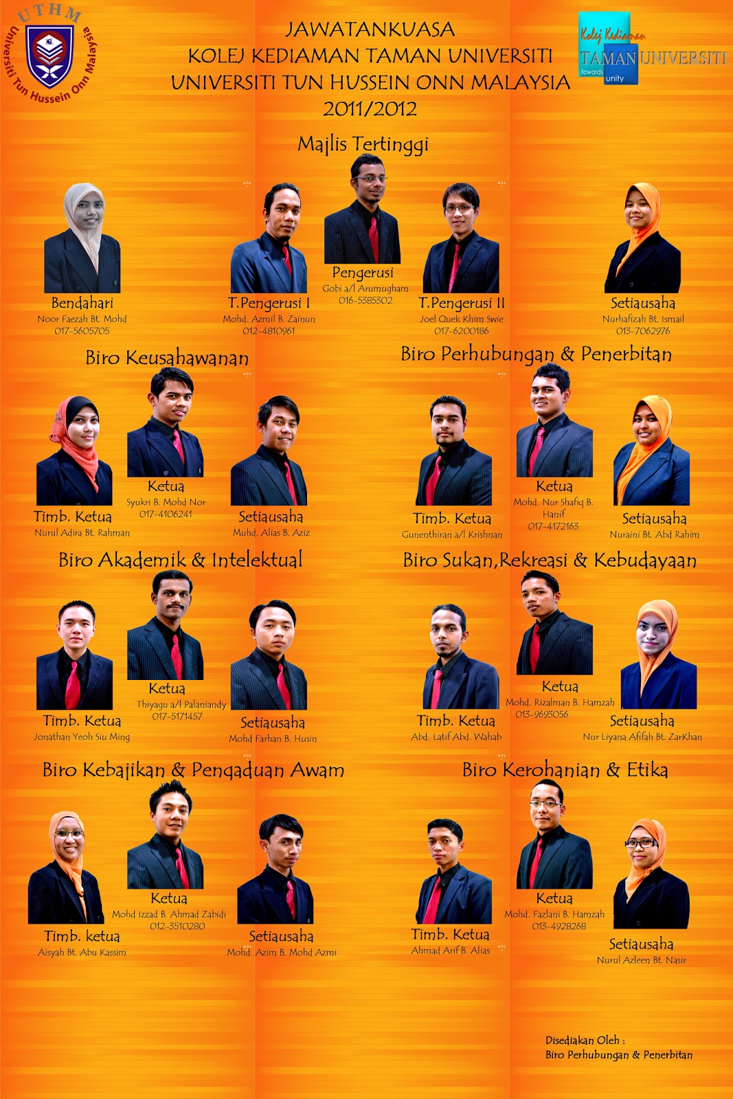 KKTU "Towards Unity": Ahlijawatankuasa Kolej Kediaman Taman Universiti