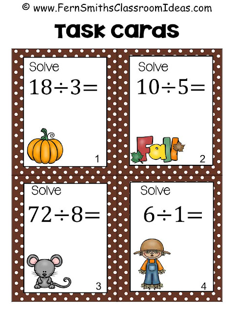 Fall Multiplication and Division Task Cards and Printables - Fern Smith ...