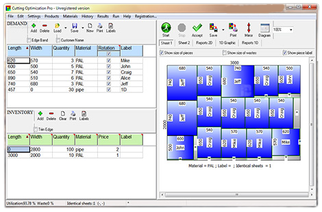 Cutting Optimization Pro software application - Experts