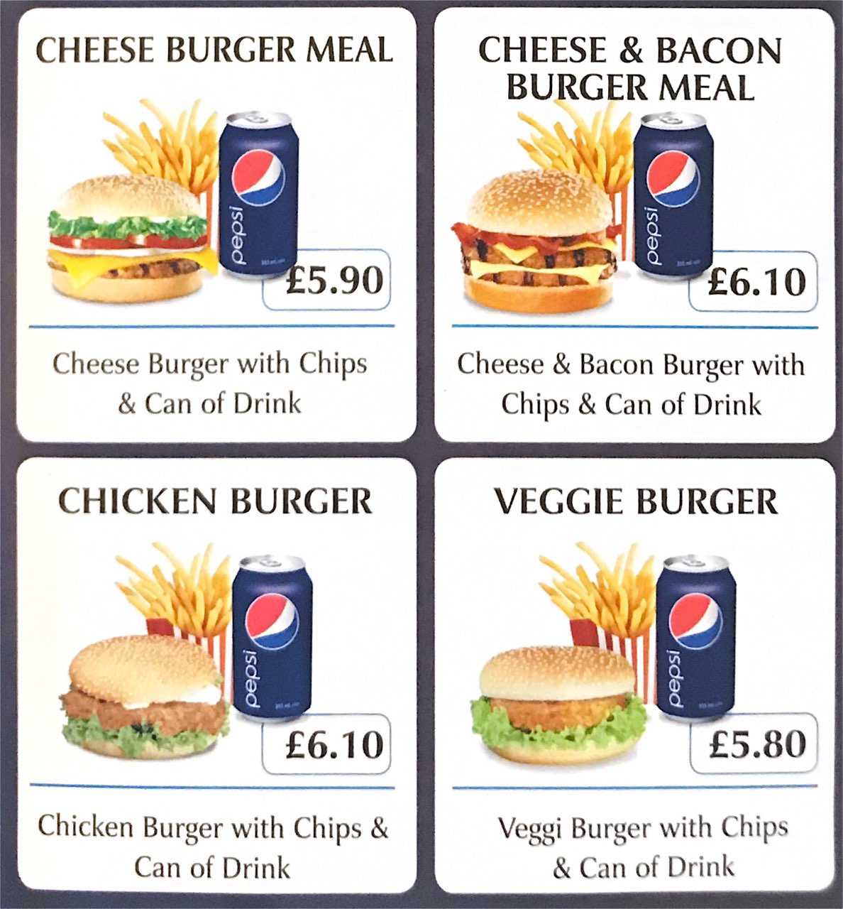 Burgers Takeaway Menu in Saffron Walden