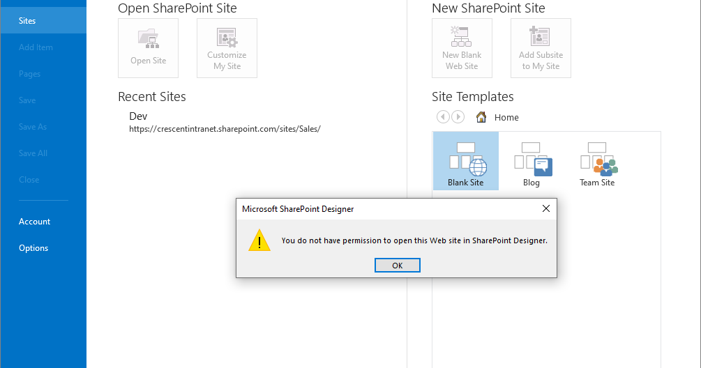 Fix "You do not have permission to open this website in SharePoint Designer" Error - SharePoint ...