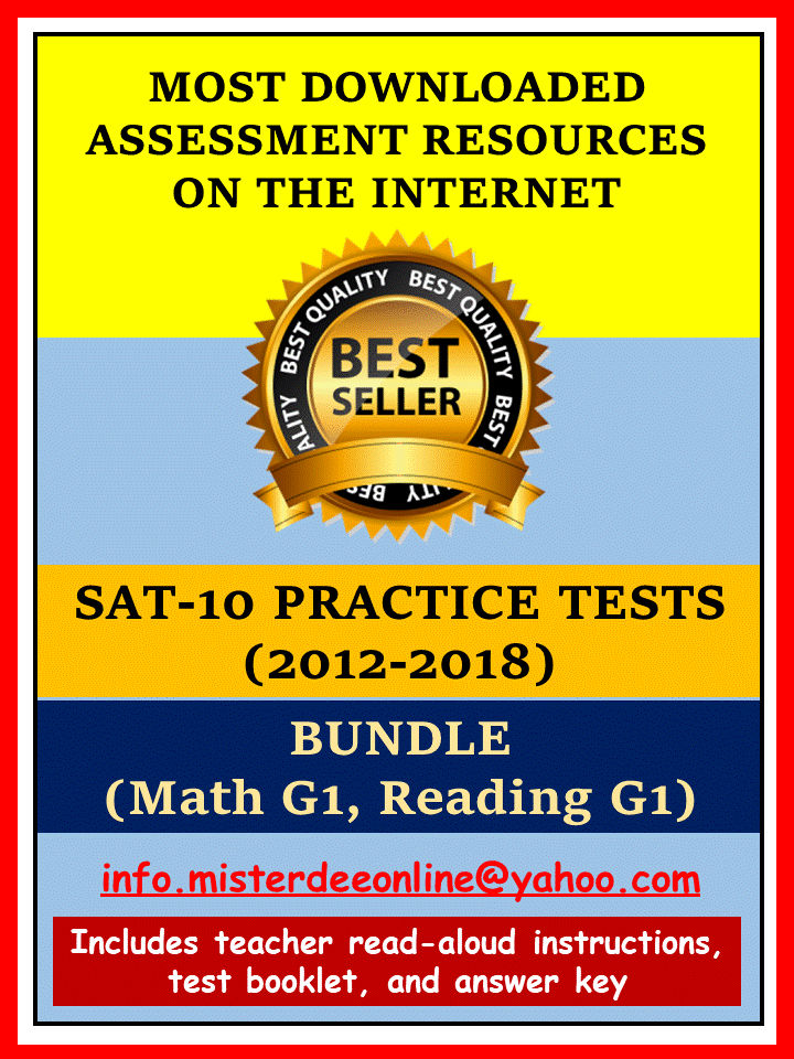 Downloadable SAT-10 Practice Tests for KG, Grade 1, and Grade 2: Grade ...