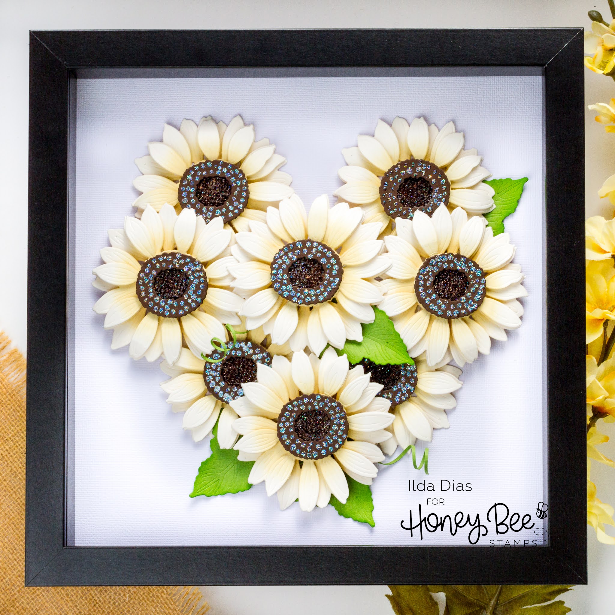 I Love Doing All Things Crafty: Framed White Sunflower Shadow Box ...