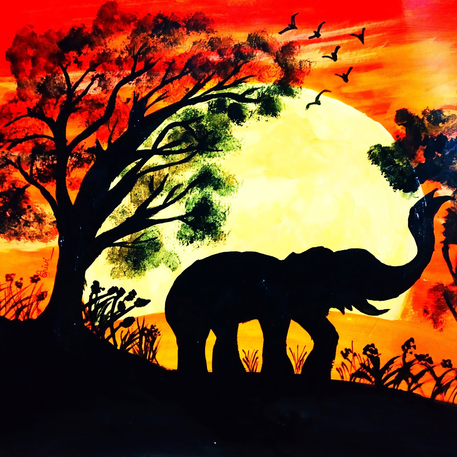 African sunset painting | Motivational art coordinator