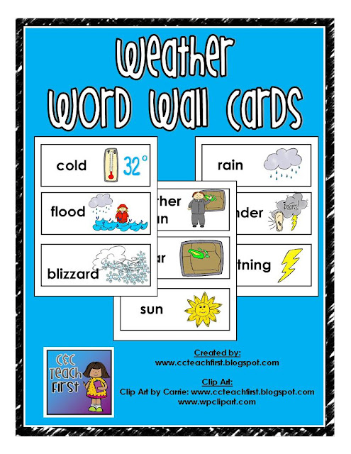 Clip Art by Carrie Teaching First: Weather Word Wall Vocabulary Cards