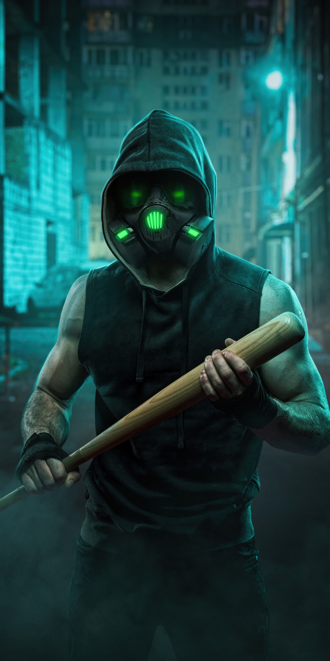 Hoodie Guy Wallpaper With Neon Gas Mask 4k Download Wallpapers 2022