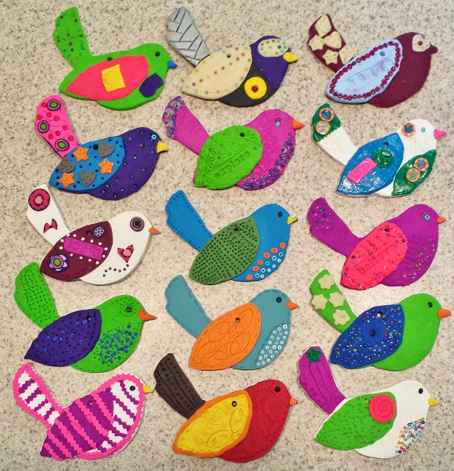 Angela Anderson Art Blog: Polymer Clay Bird Ornaments - Kids Art Class
