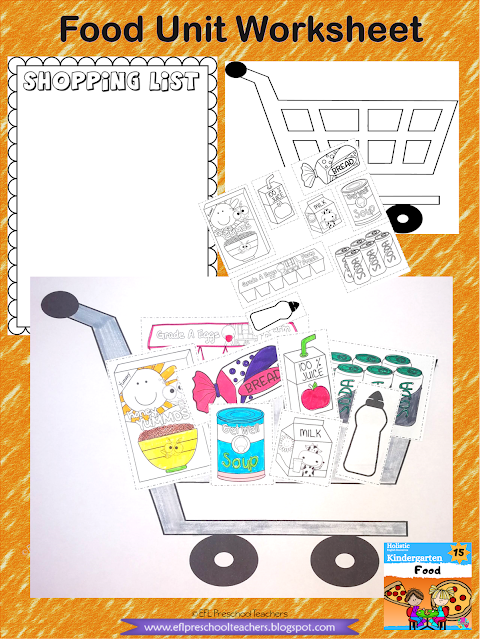 ESL/EFL Preschool Teachers: Food Unit Worksheets