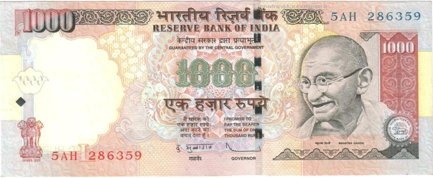 Republic India Coins, Proof Set, Currencies: One Thousand Rupee Note ...