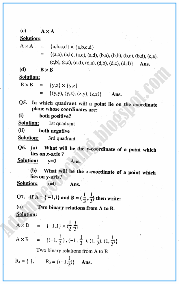 Adamjee Coaching: Sets - Question Answers - Mathematics Notes for Class ...