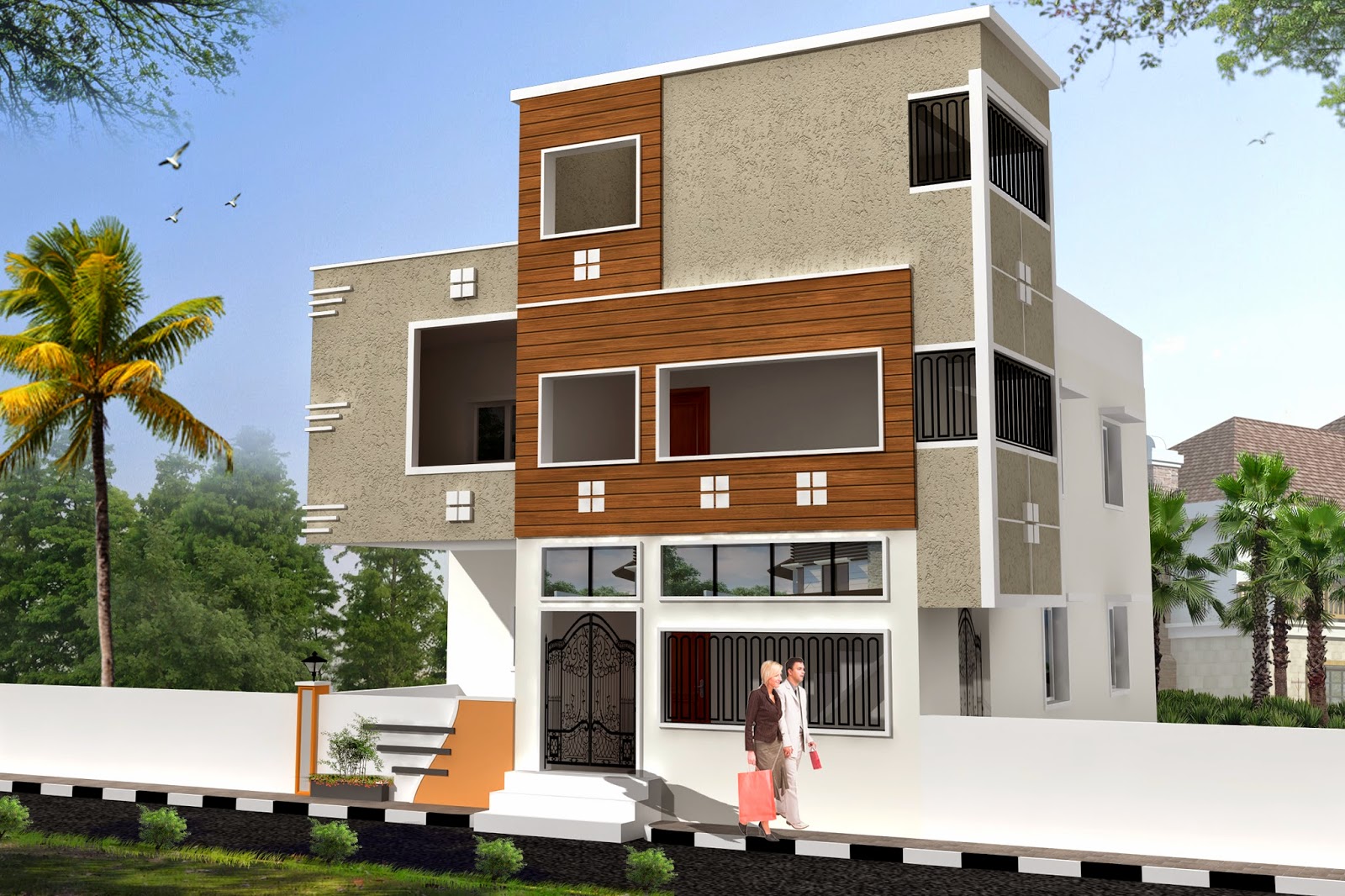 luckydesigners: 3D Elevation Residential Building