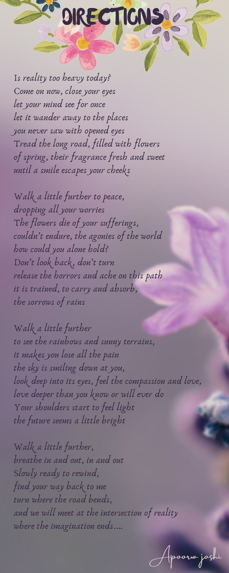 DIRECTIONS ~~ A poem!